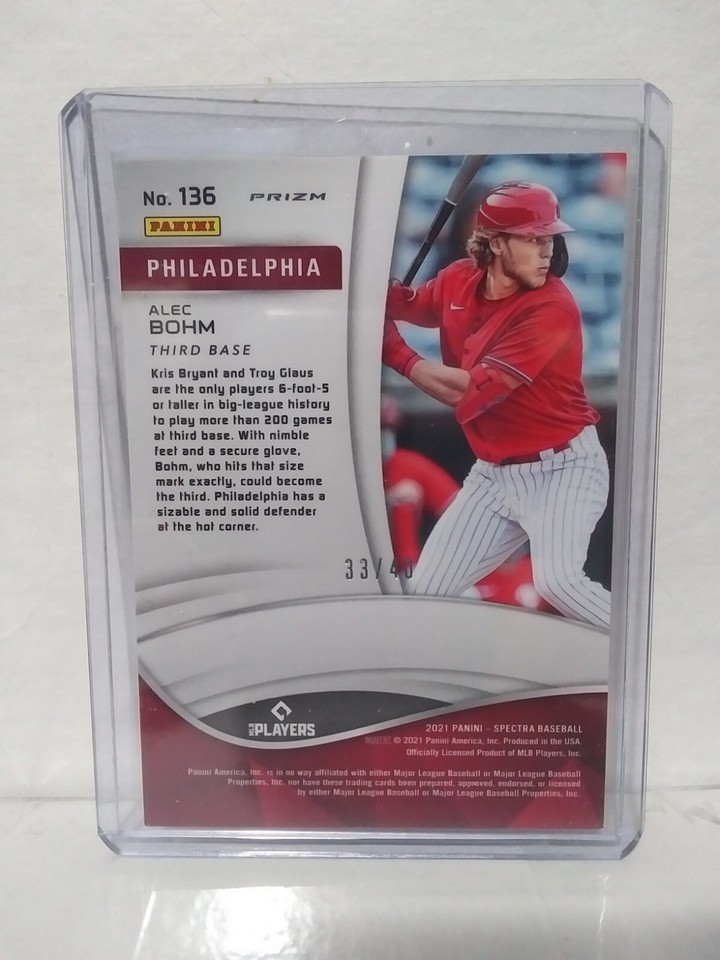 2021 Panini Spectra Baseball RC No.136 Pink Neon Prizm #/40, Alec Bohm ...