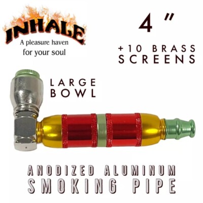 Inhale®️ 4'' Large Bowl Big Chamber metal Tobacco Smoking Pipe w 10 ...