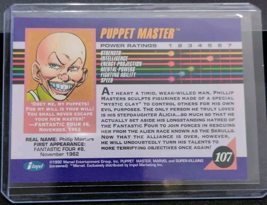 1992 Impel Marvel Universe "PUPPET MASTER" #107 Super-Villains | eBay