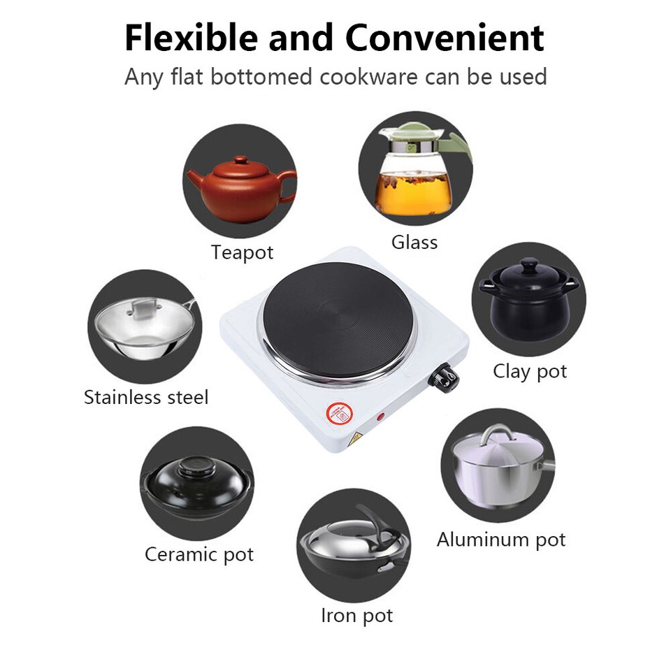 Portable Electric Single Burner Stove Hot Plate 1000W Cast Iron ...