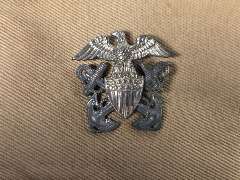 WWII US Navy Tan Garrison Cap Hat with Eagle Officer & Lieutenant Lt ...