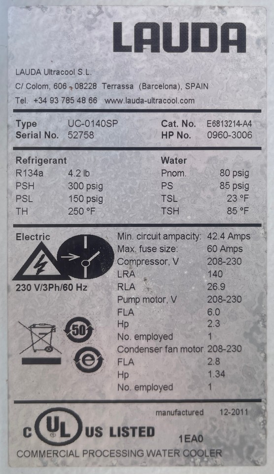 Lauda Donaldson Ultracool UC-0140SP Chiller | eBay