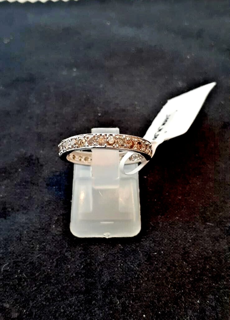 GORGEOUS 1.05 CT CHOCOLATE DIAMOND 14K SOLID WHITE GOLD ETERNITY RING ...