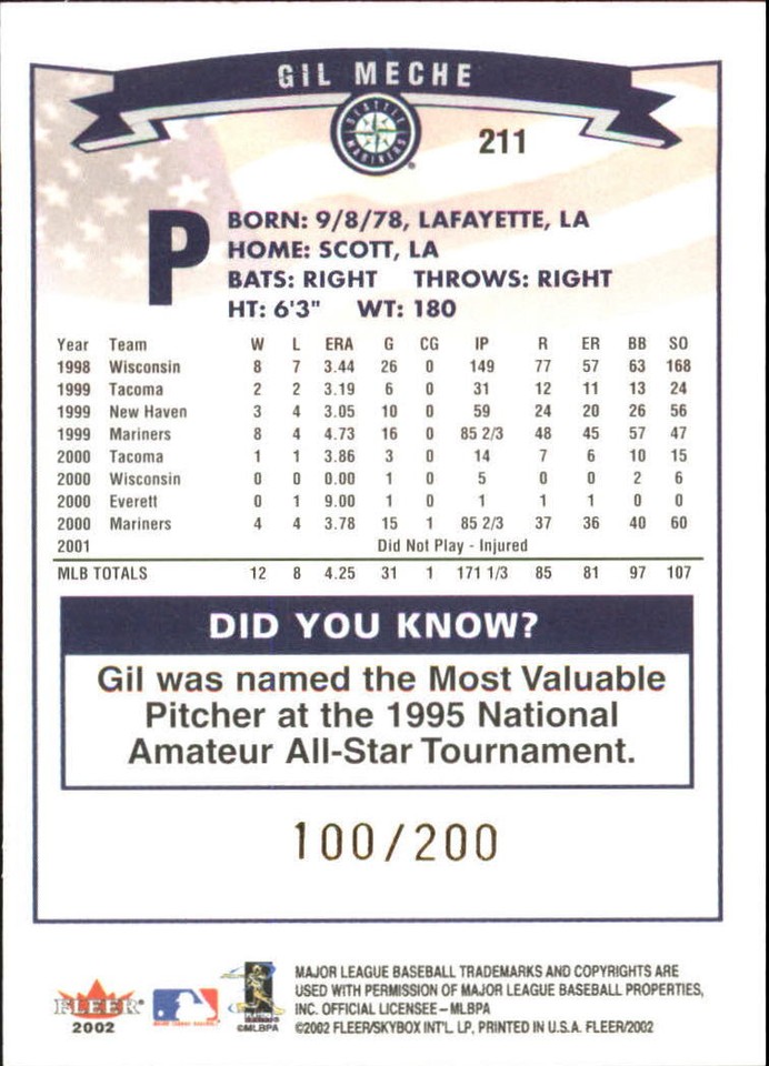 2002 Fleer Tiffany #211 Gil Meche /200 - NM-MT | eBay
