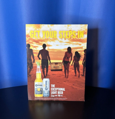 Corona Print Ad - Get Your Steps In - 2021 - Carrying Cooler on Beach ...