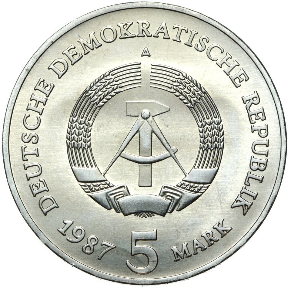 Commemorative coin - East Germany GDR - 5 Mark 1987 Brandenburg gate ...