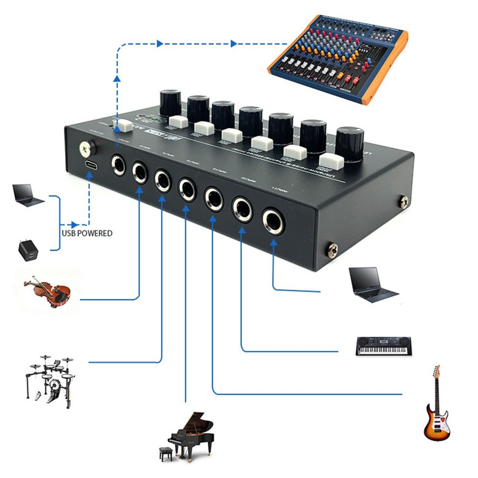 MX600 Ultra Low-Noise 6-Channel Line Mixer Stereo/Single Track ...