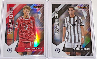 RARE LOT 2 UNDER 21 CARDS PAUL WANNER FABIO MIRETTI 2023 MERLIN CHROME ...