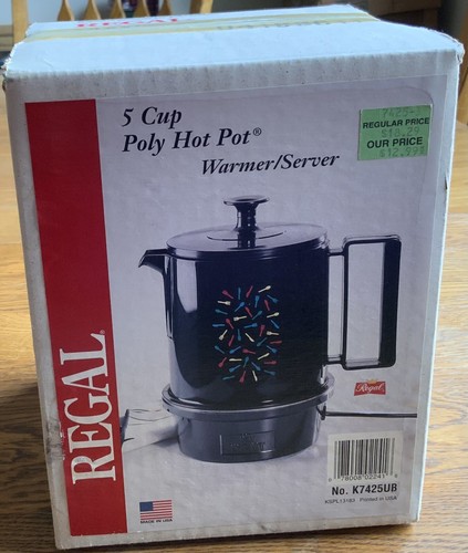 Vintage Electric Regal Black 5 Cup Poly Hot Pot Made in USA New Open ...