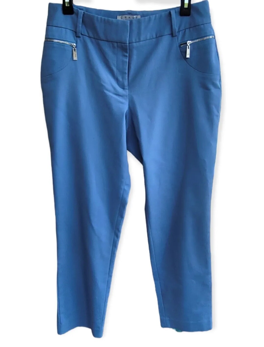 Chaus Dress Pants Women’s Flat Front Straight Leg Zip Size 6 Baby Blue ...