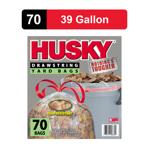 Husky 39 Gal Drawstring 70 Ct Clear Yard Bag | eBay