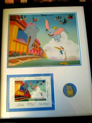 Disney Art Dumbo Cell Framed with 7 Artists Signatures, COA and Dumbo ...