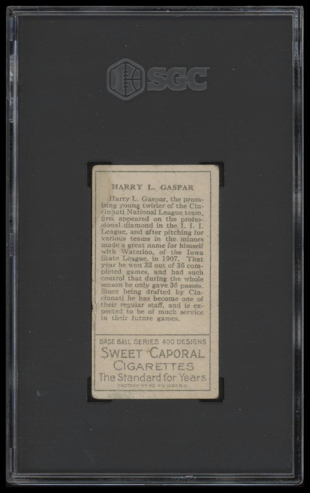 1911 T205 Sweet Caporal HARRY GASPAR Reds SGC Authentic | eBay
