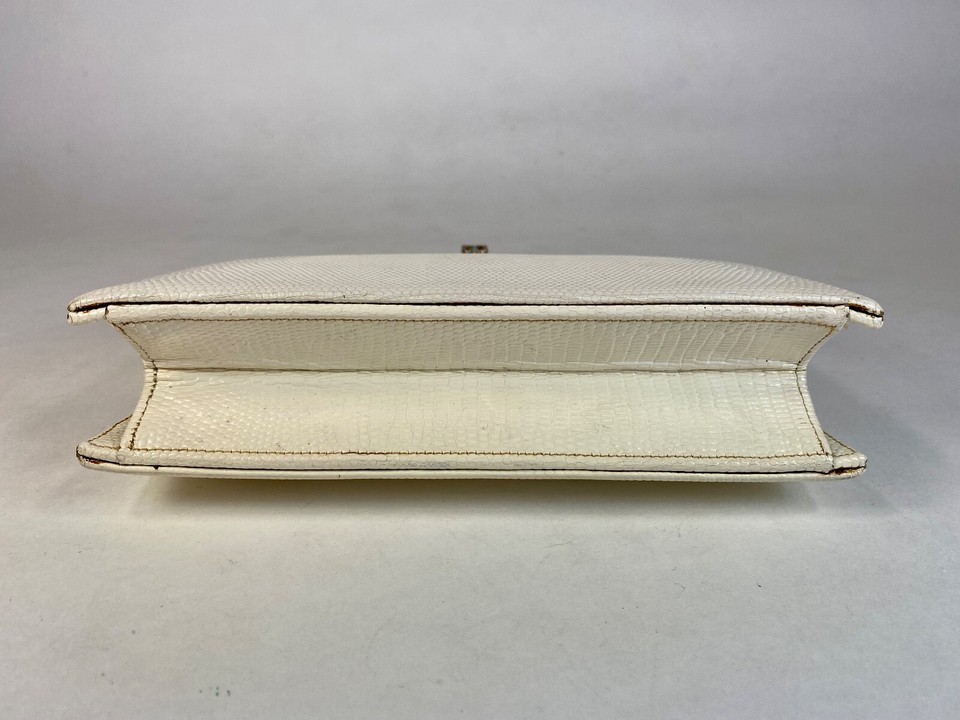 Vintage 1950's cream leather clutch with UNIQUE frame design by Eric ...