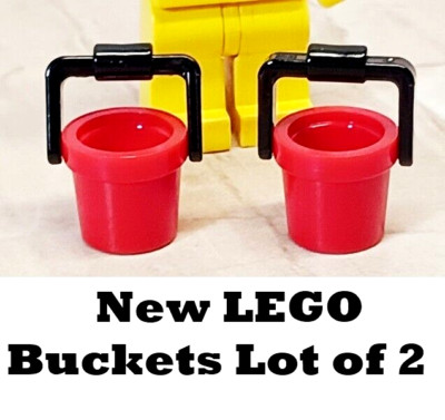 New LEGO Bucket RED Black Handle Fire Brigade Chores Garden Barn ...