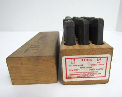 YOUNG BROS. 1/4" 6.4mm STEEL LETTER STAMPS 698690 *MISSING THE LETTER Q ...