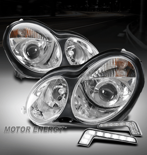 FOR 01-07 MERCEDES-BENZ W203 C-CLASS SEDAN CHROME PROJECTOR HEADLIGHTS ...