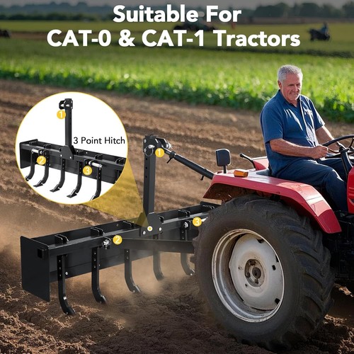 55" Width Box Blade Tractor Attachment W/6 Scarifier Shank for Cat 0 ...