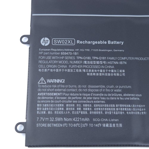 Genuine SW02XL HSTNN-IB7N HSTNN-LB7N 859470-1B1 New Battery For HP x2 ...