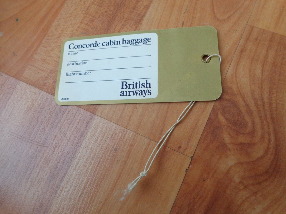 VINTAGE 1970'S BRITISH AIRWAYS CONCORDE CABIN LUGGAGE BAGGAGE TAG BA ...