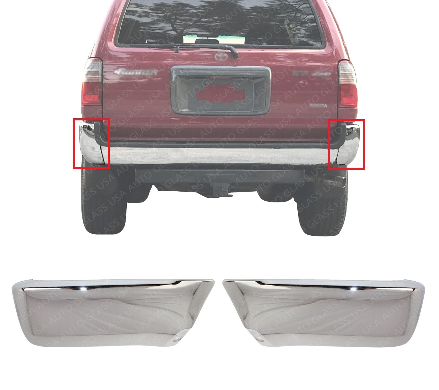 Set of 2 New Rear Bumper End Caps Chrome For 1996-2002 Toyota 4Runner ...
