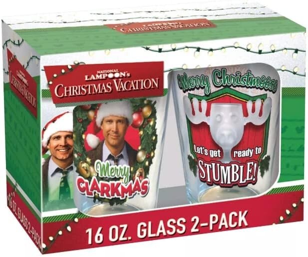 National Lampoons Christmas Vacation 16 oz Glasses 2-pack Merry ...