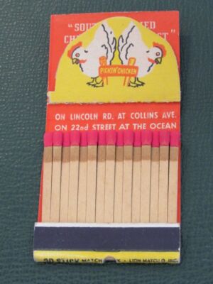 Matchbook - Pickin Chicken Miami Beach FL FULL 30 PRINTED STICKS ...