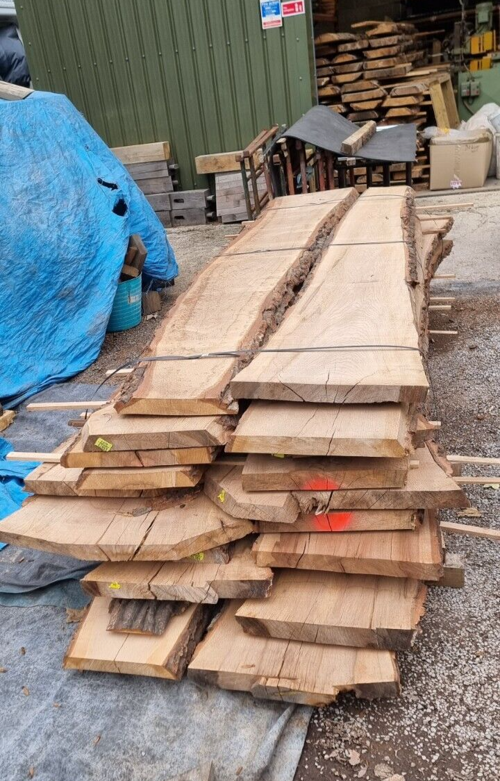 | 50mm Thick | Live Edge Air Dried Waney edge Oak Board Slab | 3000mm ...