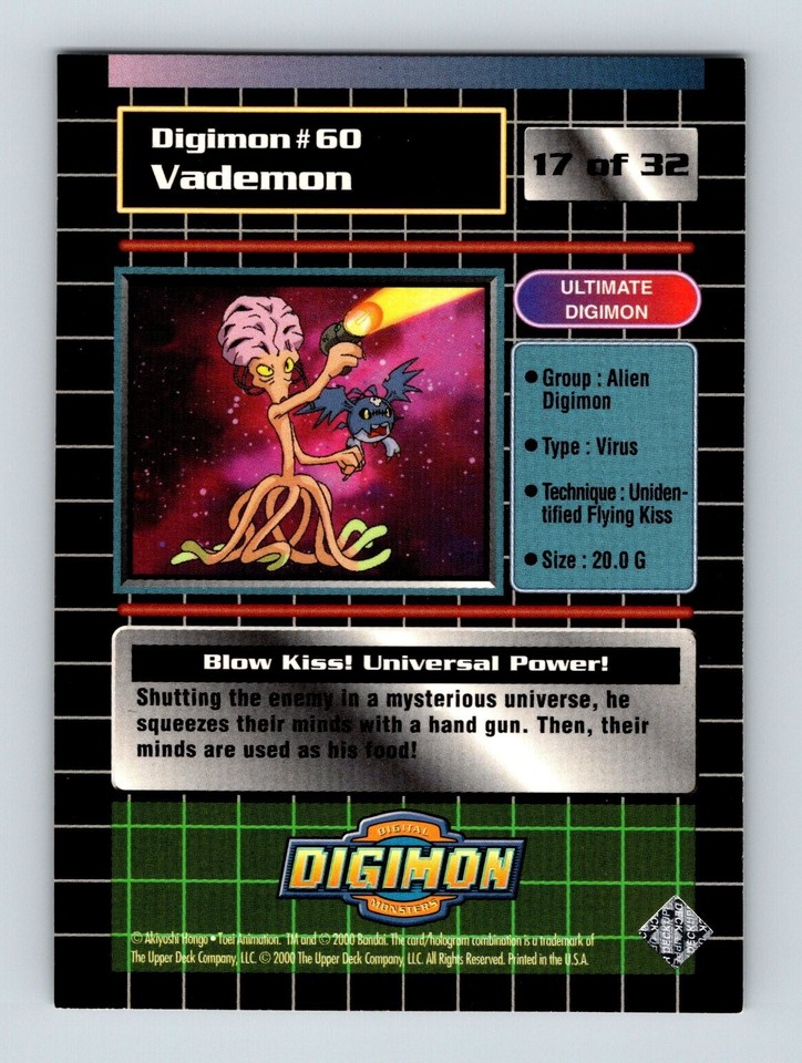 Digimon Animated Series 2 - PRISM Vademon 17 of 32 - Upper Deck 2000 | eBay