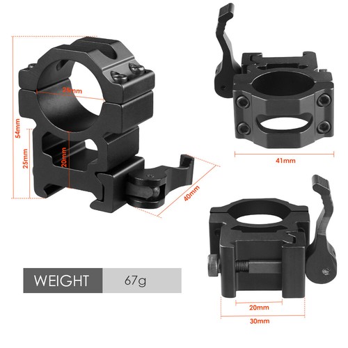 2Pcs Quick Release 1inch 25.4mm Scope Rings Mount for 20mm Picatinny ...