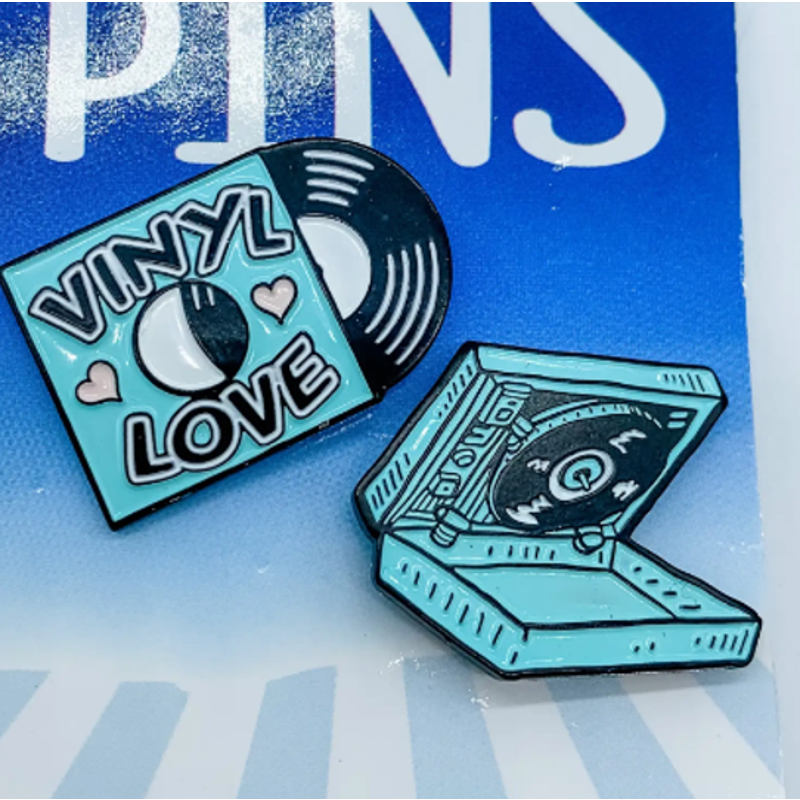 Vinyl Love 2 Piece Pin Lapel Set Record Player | eBay