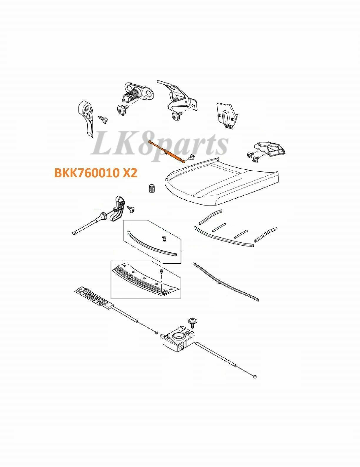 Land Rover Range Rover 03-12 Hood Upper Gas Strut Set x2 BKK760010 Oem ...