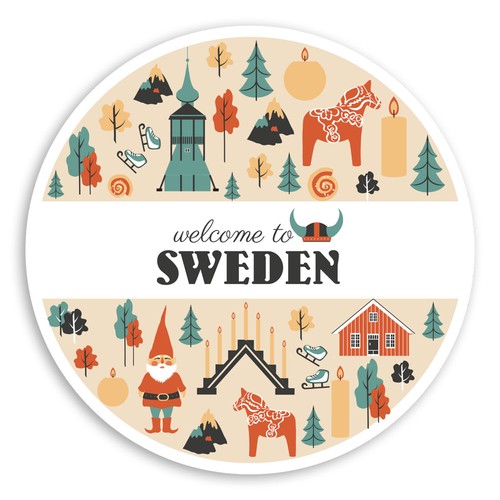 2 x 10cm Sweden Vinyl Stickers - Swedish Travel Luggage Laptop Sticker ...