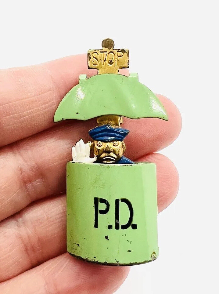 Enameled Movable Whimsy Figural Pop Up Policeman Broo… - Gem