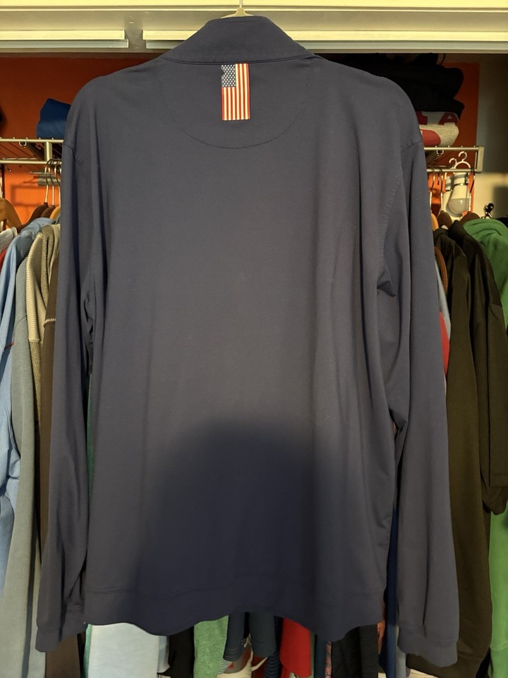 Rhoback Performance Quarter Zip Pullover Men's XL Blue USA Flag Golf | eBay