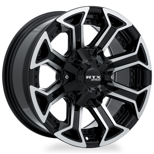 RTX Offroad Peak (8 Spks.) 18x9 +18 Gloss Black Machined Wheel 8x180 ...