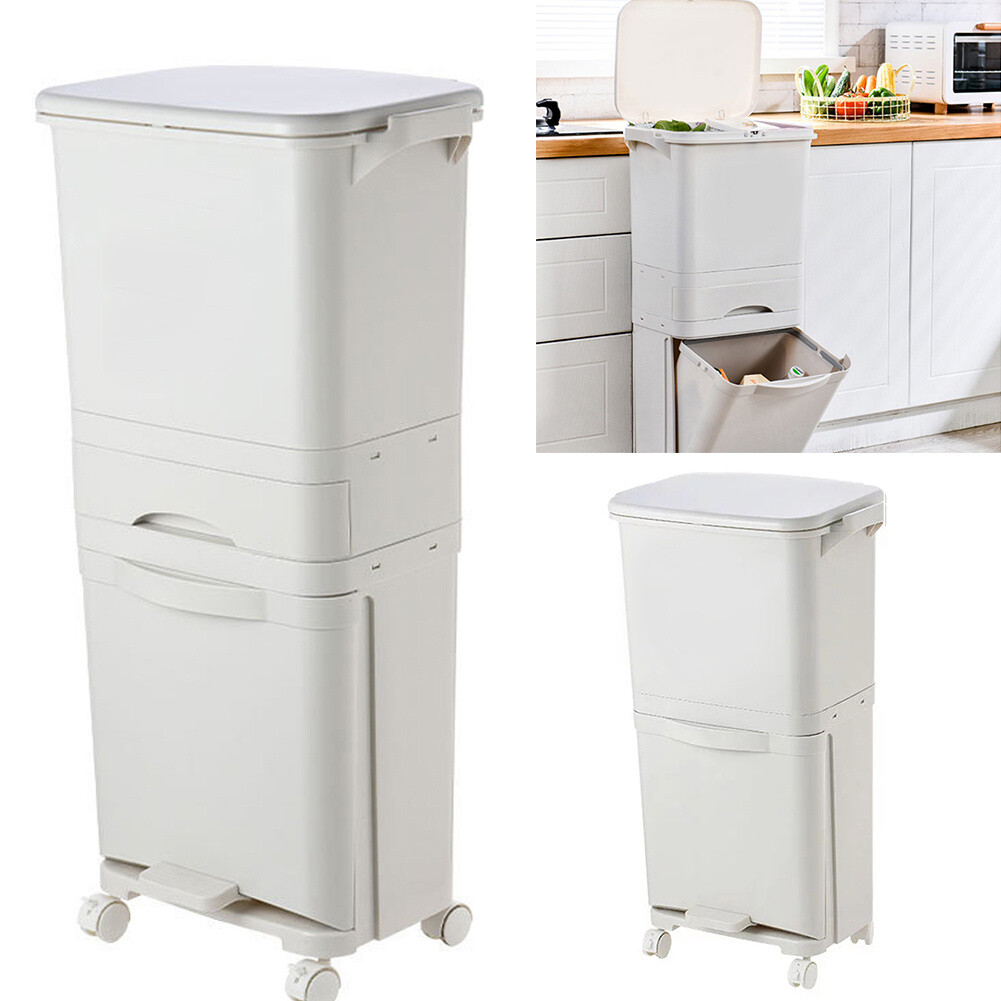 38/42L Sorting Trash Bin Waste Can Tall Recycle Bin Pull Out with ...