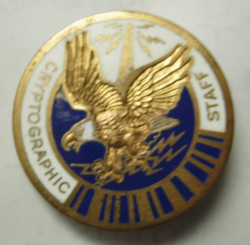 Rare WW2 Cryptographic Staff Sterling / Enameled Unit Crest D.I ...