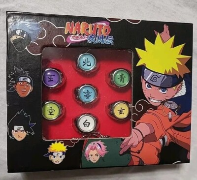 10pc Naruto Akatsuki Rings w/Chain Shippuden Cosplay Accessories ...