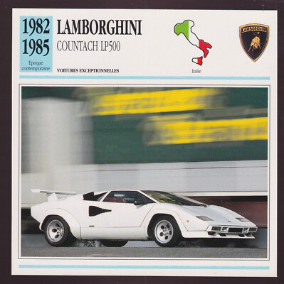 1982-1985 Lamborghini Countach LP 500 Car Photo Spec Sheet Info French ...