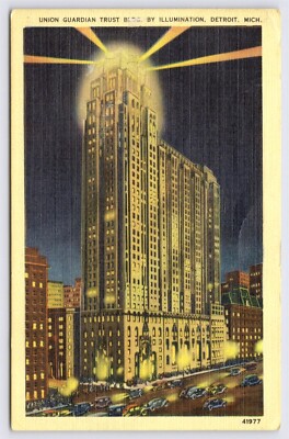MI Detroit, Union Guardian Trust Bldg by Illumination, Linen Posted ...