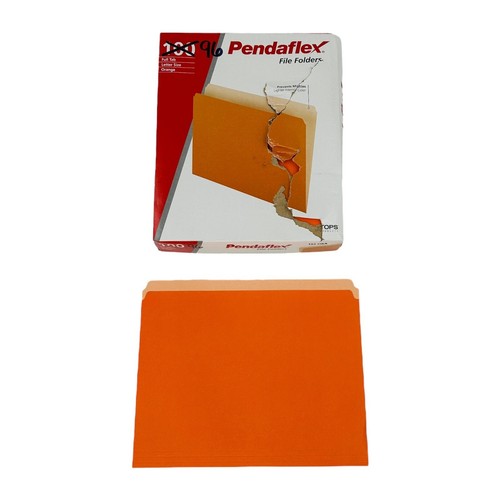 96 Folders Pendaflex Orange File Folders Letter Size Full Top Tab ...