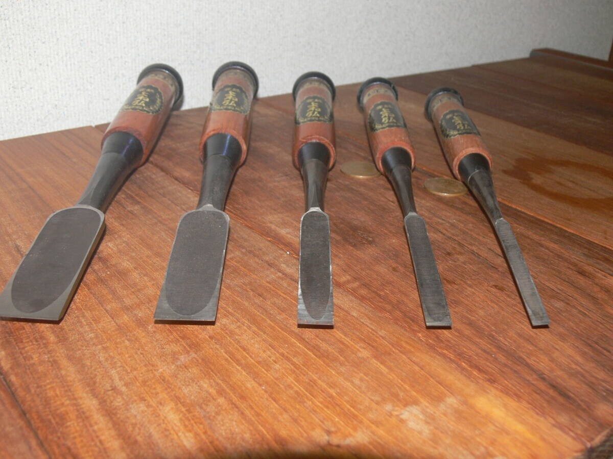Yonehiro Chu Tataki Nomi Japanese Timber Chisels Set of 5 - 6, 9, 12 ...