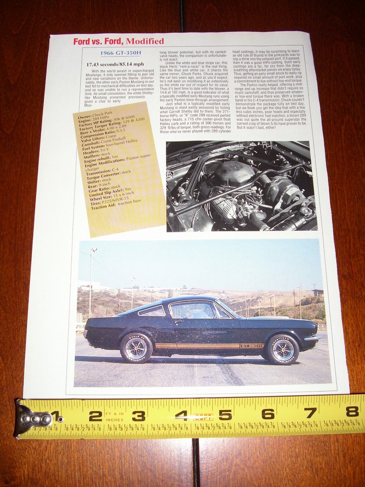 1966 SHELBY GT350H HERTZ RENT A RACER MUSTANG - ORIGINAL 1995 ARTICLE ...