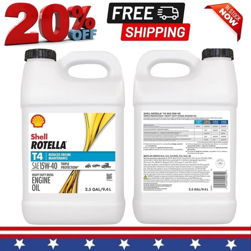 Shell Rotella T4 Triple Protection 15W-40 Diesel Engine Oil, 2.5 Gallon ...