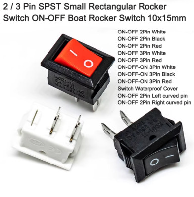 10x15mm 2 / 3 Pin SPST Small Rectangular Rocker Switch ON-OFF Boat ...
