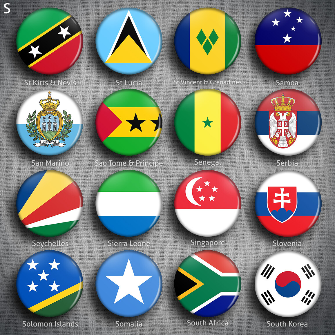 WORLD FLAGS PIN BADGES 1 inch / 25mm - Pins Buttons Countries Nations ...