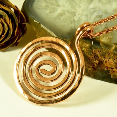 Pure Copper Wire Wrapped Unisex Spiral Pendant - Artisan Unique Jewelry ...