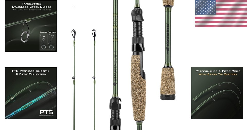 IM6 Graphite Spinning Rod 7'3'' - Medium Heavy with Extra Tip & Comfort ...