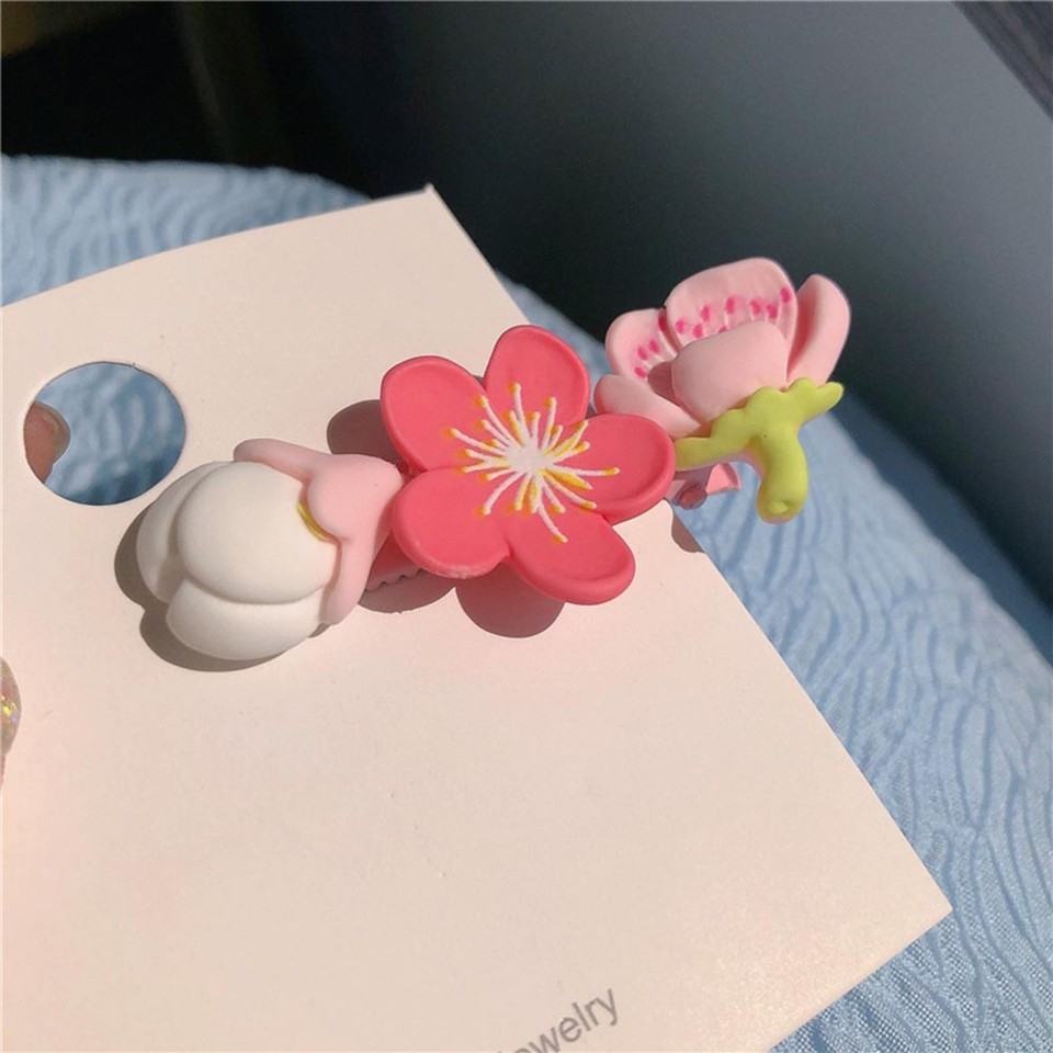 Hair Accessories Pink Peach Blossom Hair Clip Cherry Flower Bangs ...